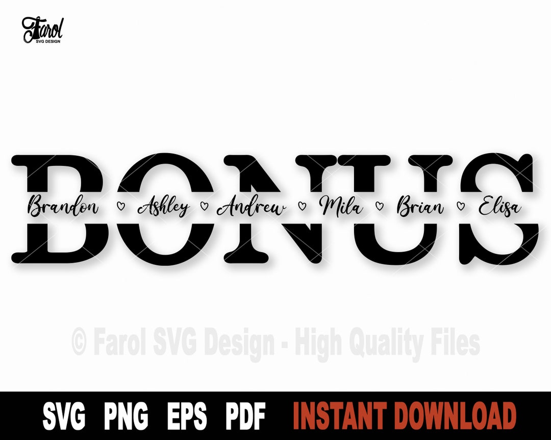 Bonus Svg, Bonus Mom, Bonus Dad Svg Split Name Frame Svg File for ...