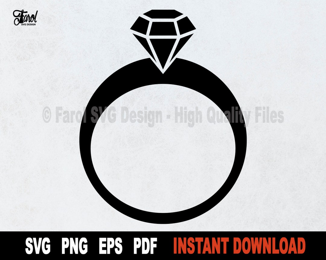 Ring Svg With Jewel, Engagement Ring Svg File for Cricut, Black ...