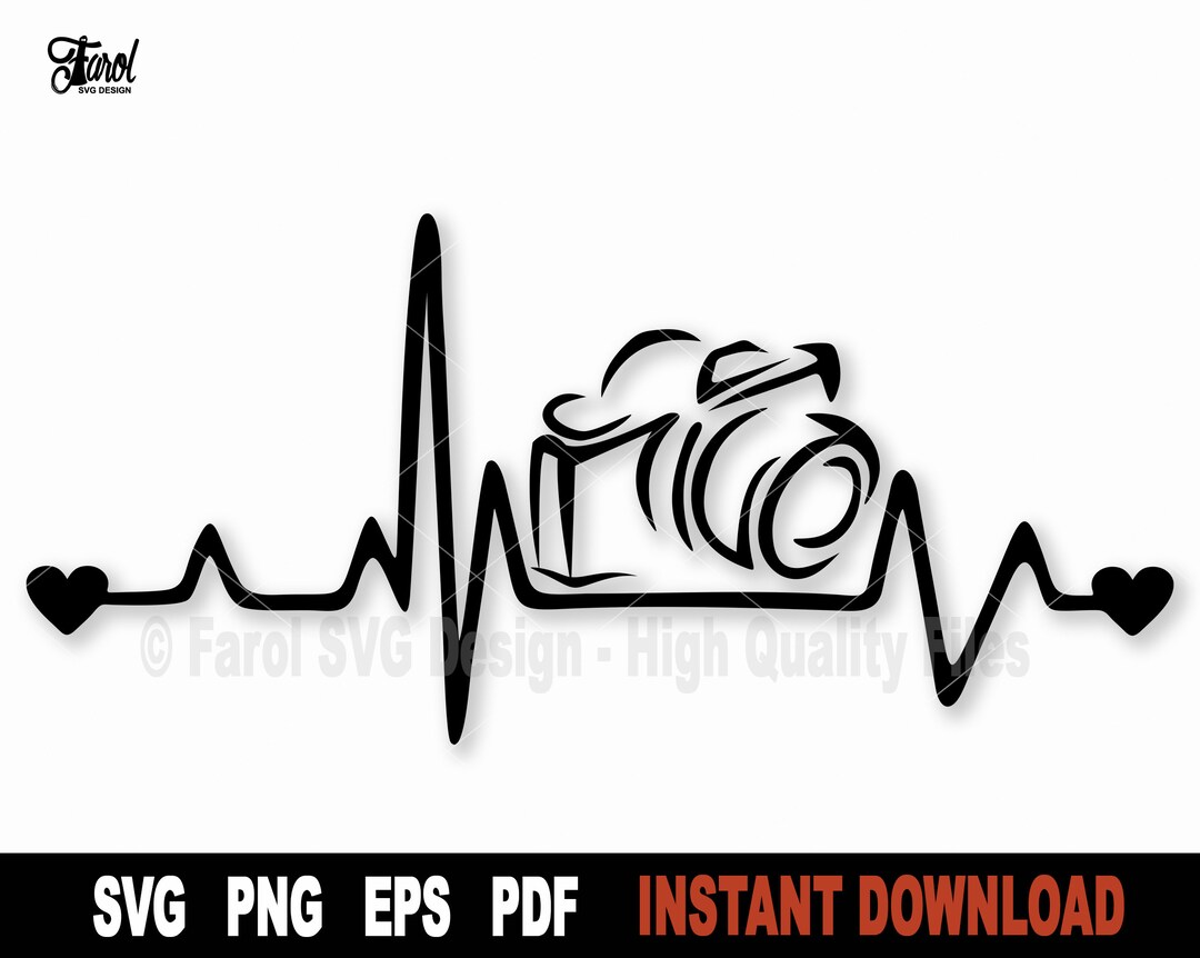 Camera Heartbeat SVG: Photography Clipart Cut File (digital Download ...