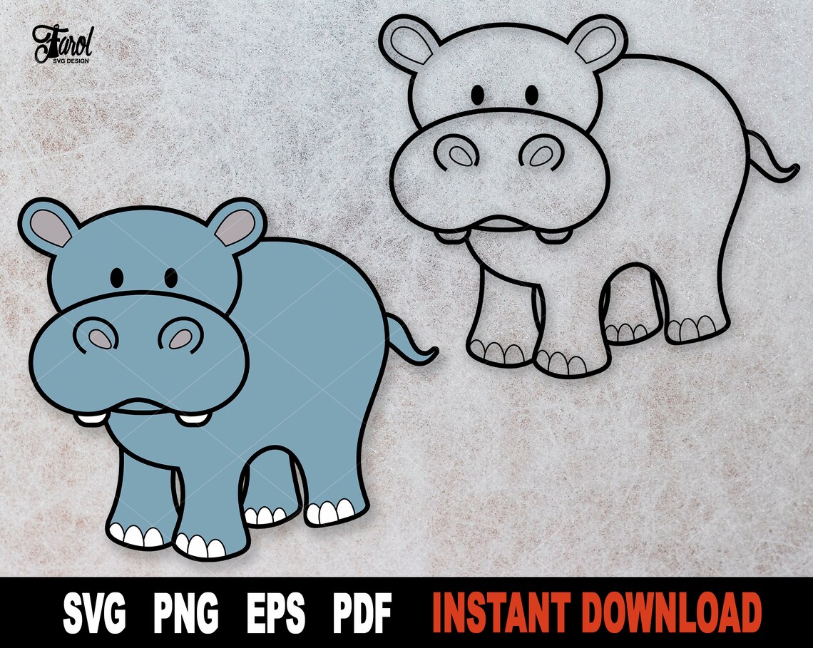Hippo SVG Hippopotamus Cut File Layered Files and Outline - Etsy