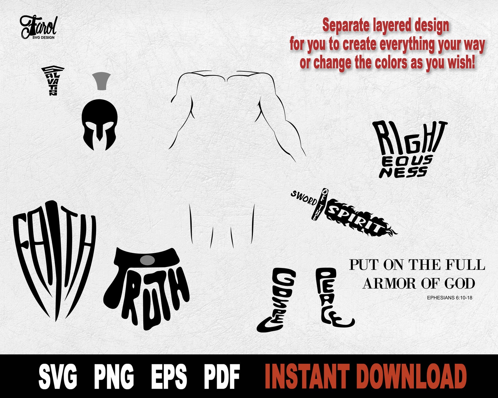 Armor of God SVG: Christian Roman Soldier Design (instant Download) - Etsy