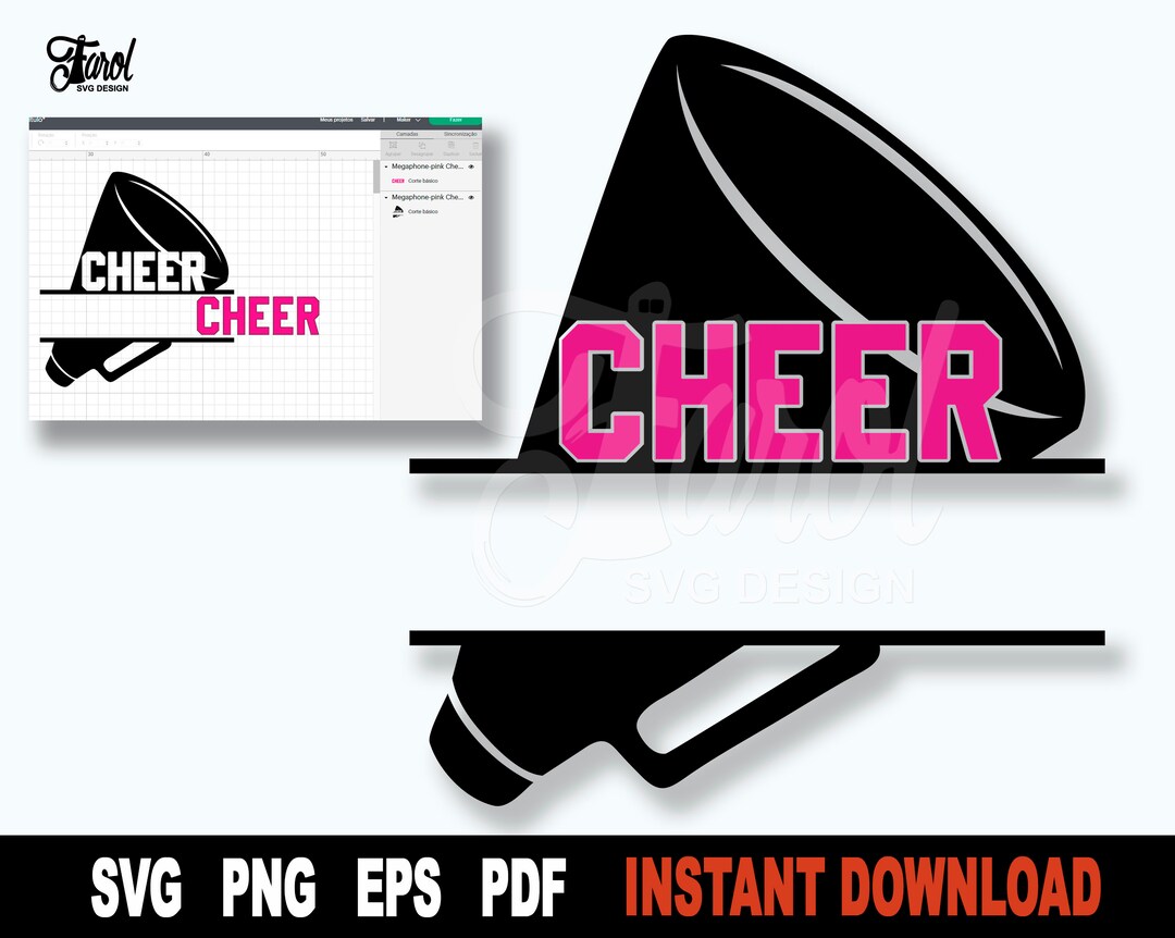 Megaphone Svg, Cheerleader SVG, Cheer Split Name Frame Svg Cut File ...