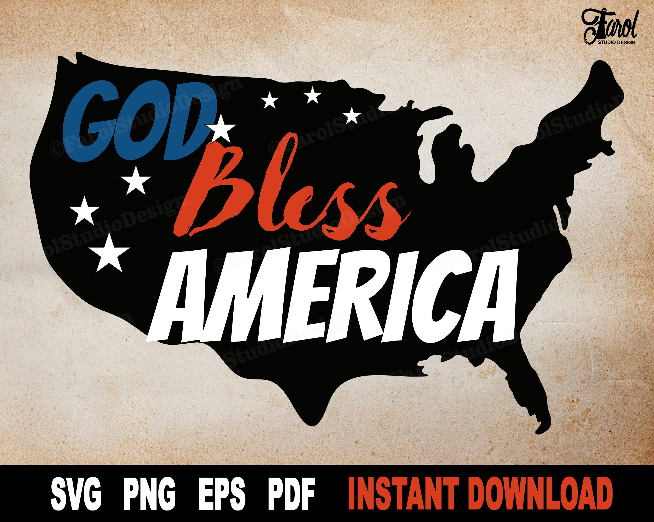 God Bless America Svg Cut Files For Cricut Silhouette Usa Etsy