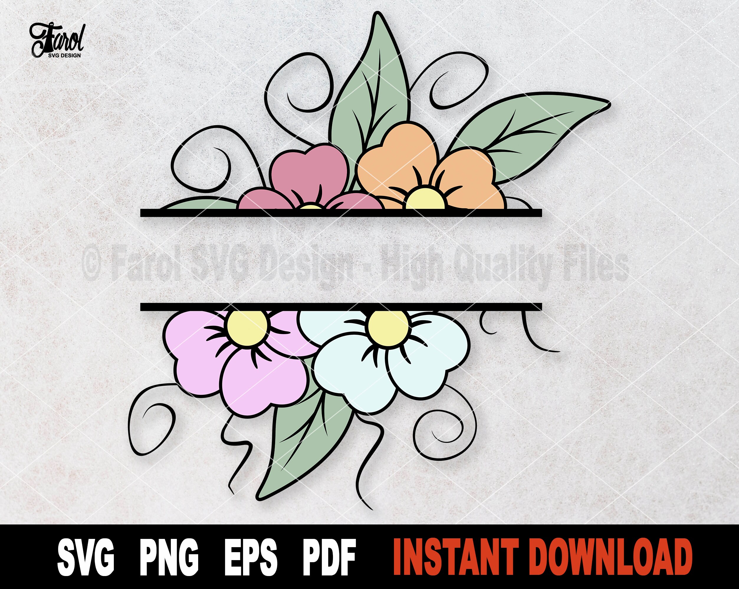 Flowers Svg Floral Split Monogram Svg File for Cricut - Etsy