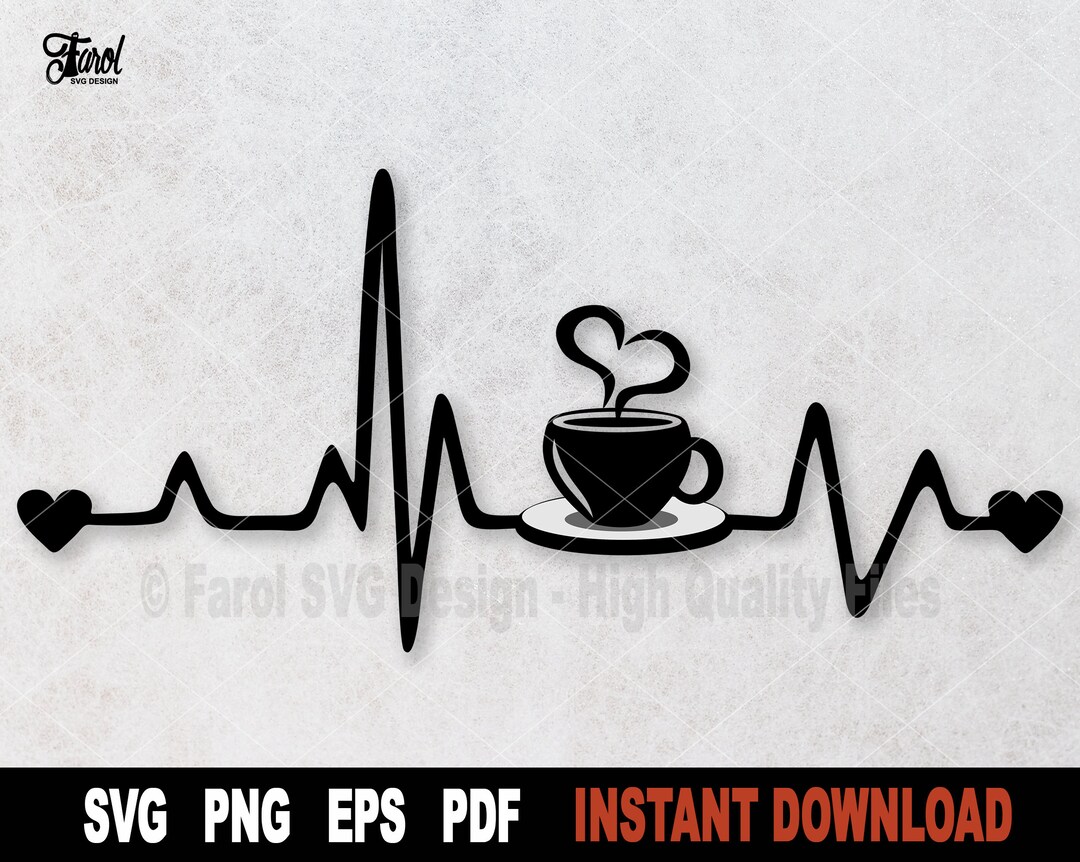 Coffee Heartbeat Svg, Coffee SVG File for Cricut, Silhouette, Heartbeat ...