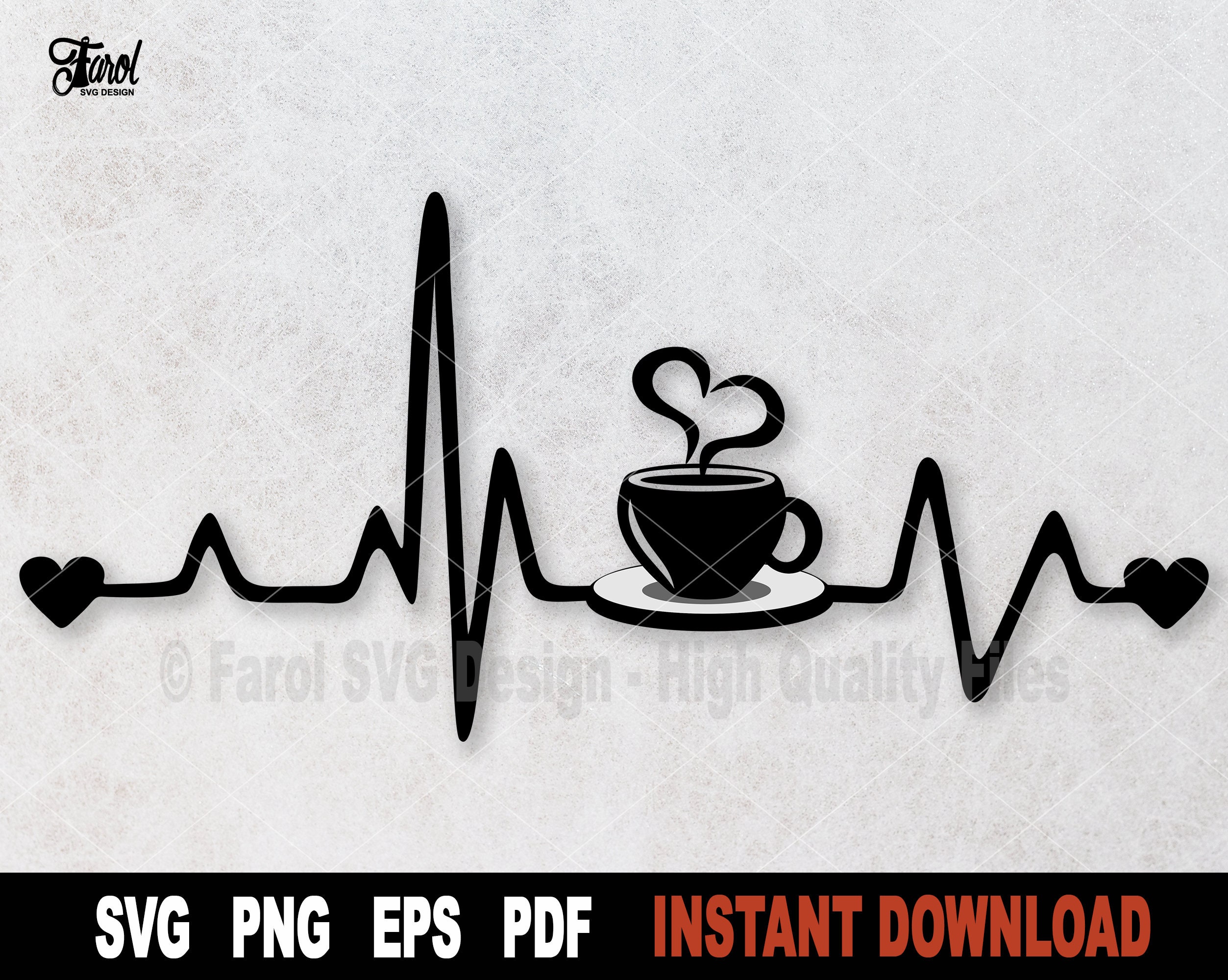 Coffee Heartbeat Svg Coffee SVG File for Cricut Silhouette - Etsy