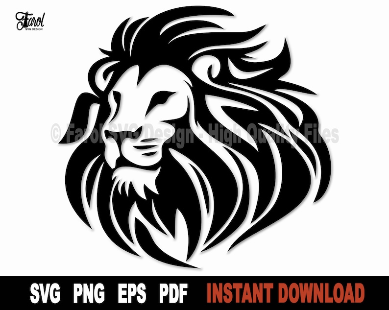 Lion Head SVG: Animal Vector Clipart for Cricut, Silhouette (digital ...