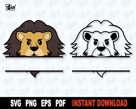 Lion SVG Split Monogram SVG Cut File Cute Lion SVG File for | Etsy