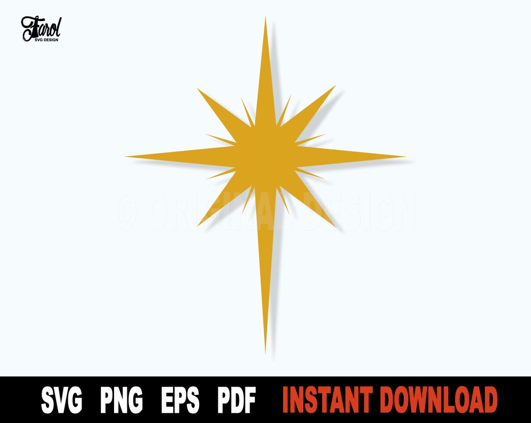 Gold North Star SVG: Christmas Star Vector Clipart (digital Download ...