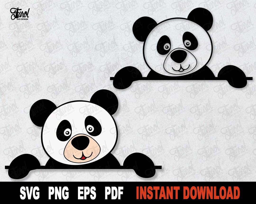 Peeking Panda Bear SVG Cut File, Split Monogram SVG, Bear Svg File for ...