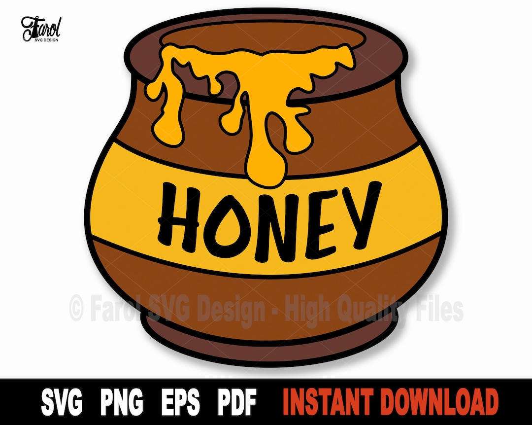 Honey Pot Svg Bee Honey Jar Clipart Digital Download Etsy