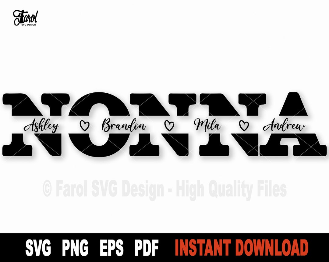 Nonna Svg, Grandma SVG Split Name Frame Svg, Mother's Day SVG File for ...