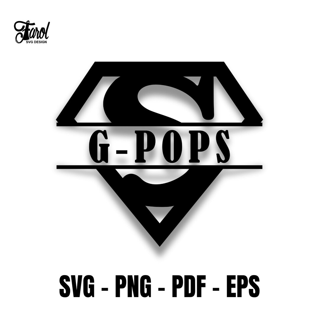 G-pops SVG, Super Grandpa Split Name Frame Svg, Fathers Day SVG File for Cricut, Silhouette, Svg ...