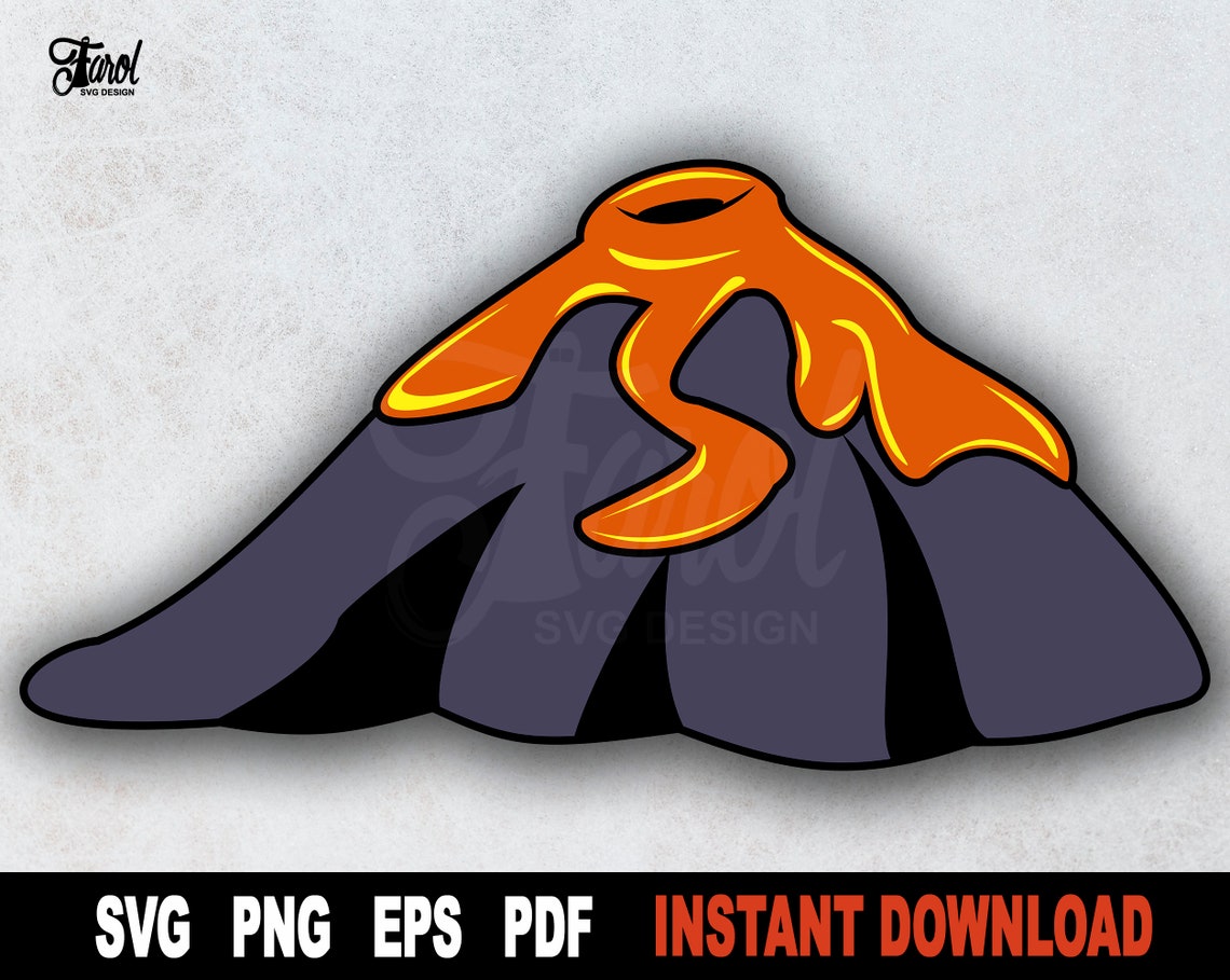 Volcano SVG Nature Clipart Volcano Erupting Lava Flow SVG | Etsy