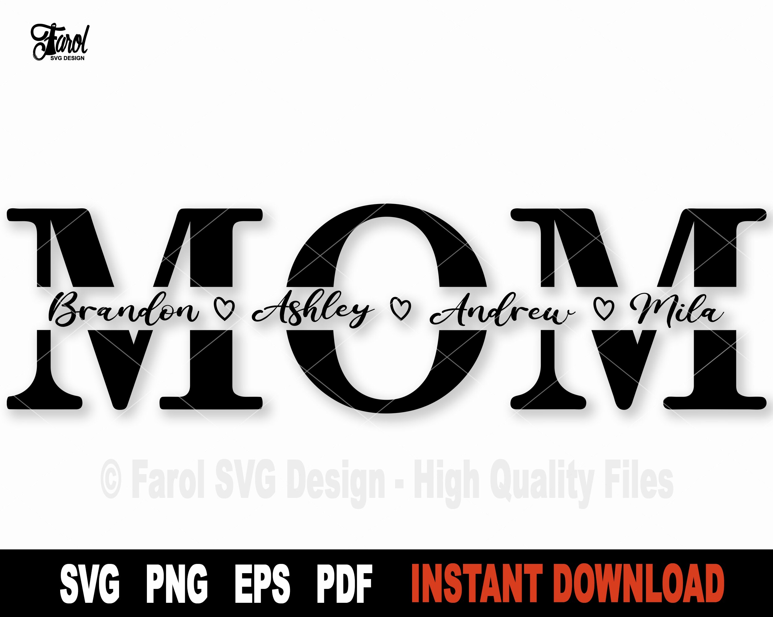Mom Svg Mom Png Mother Svg Split Name Frame Monogram Svg Etsy