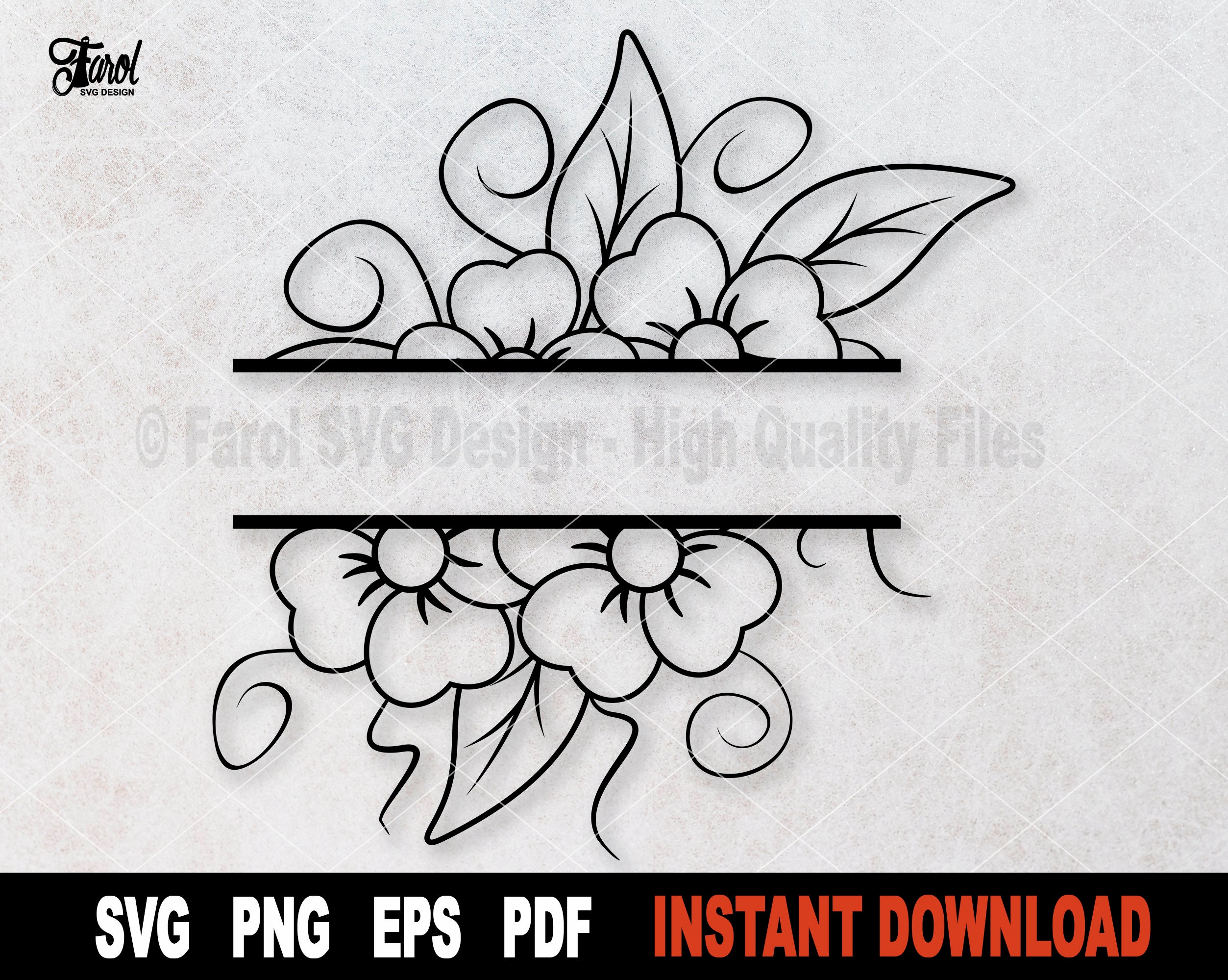 Flowers Svg Floral Split Monogram Svg File for Cricut - Etsy
