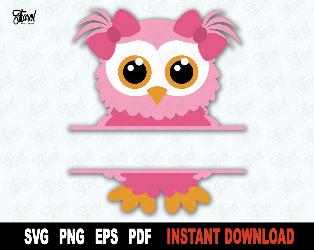 Baby Owl Split Monogram SVG, Cute Cartoon Clipart (digital Download ...