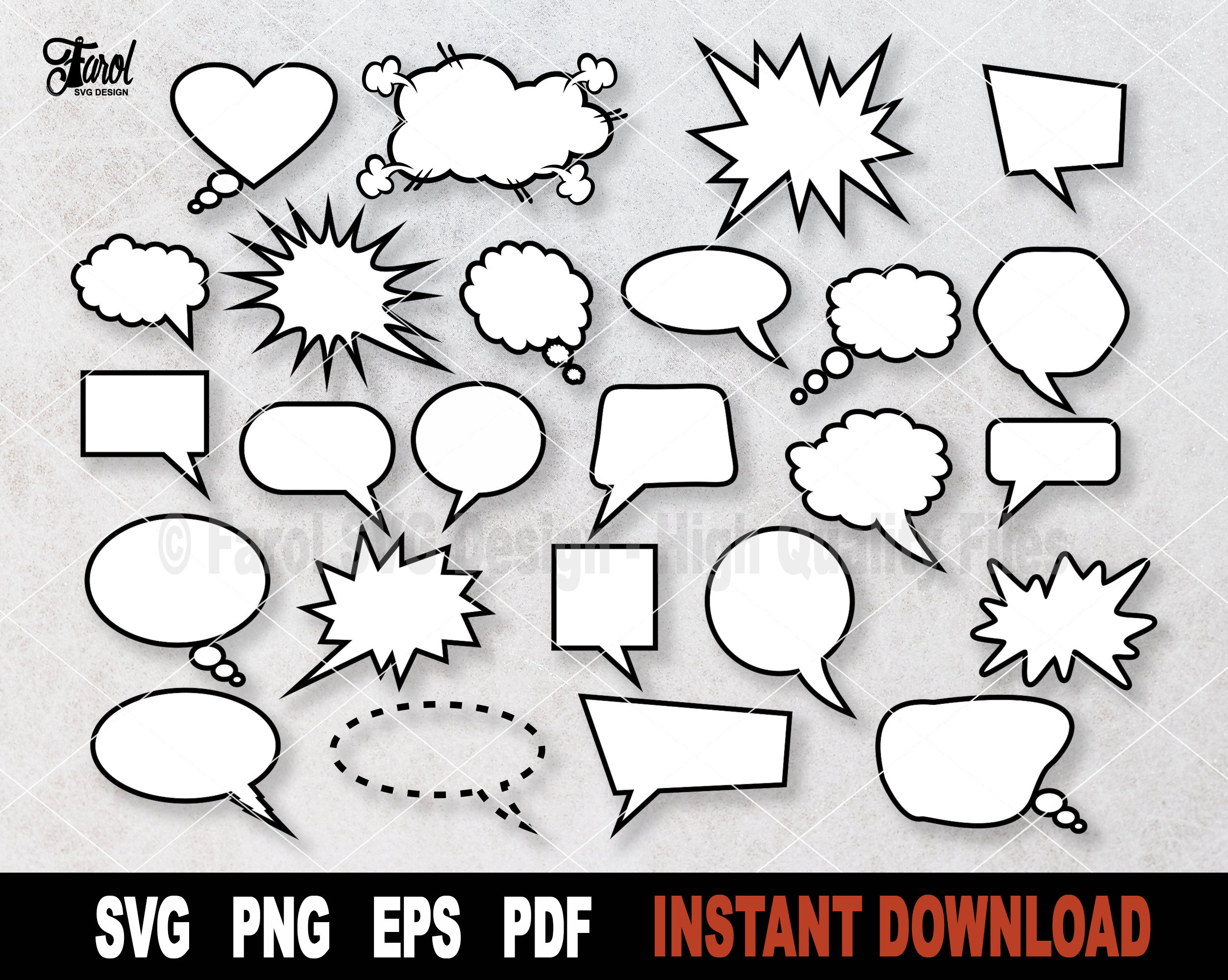 Thought Cloud svg Speech Bubble svg silhouette cut files commercial use ...