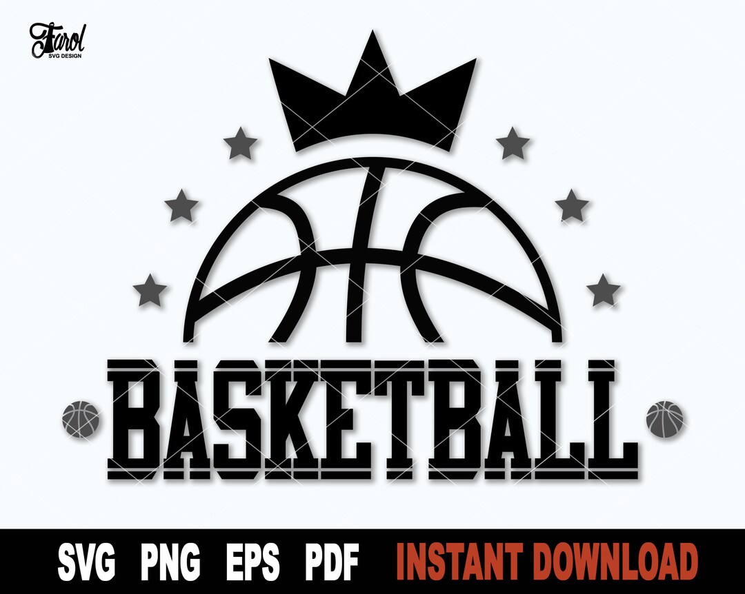 Basketball Svg, Half Basketball With Crown Svg, Basketball Svg File for ...