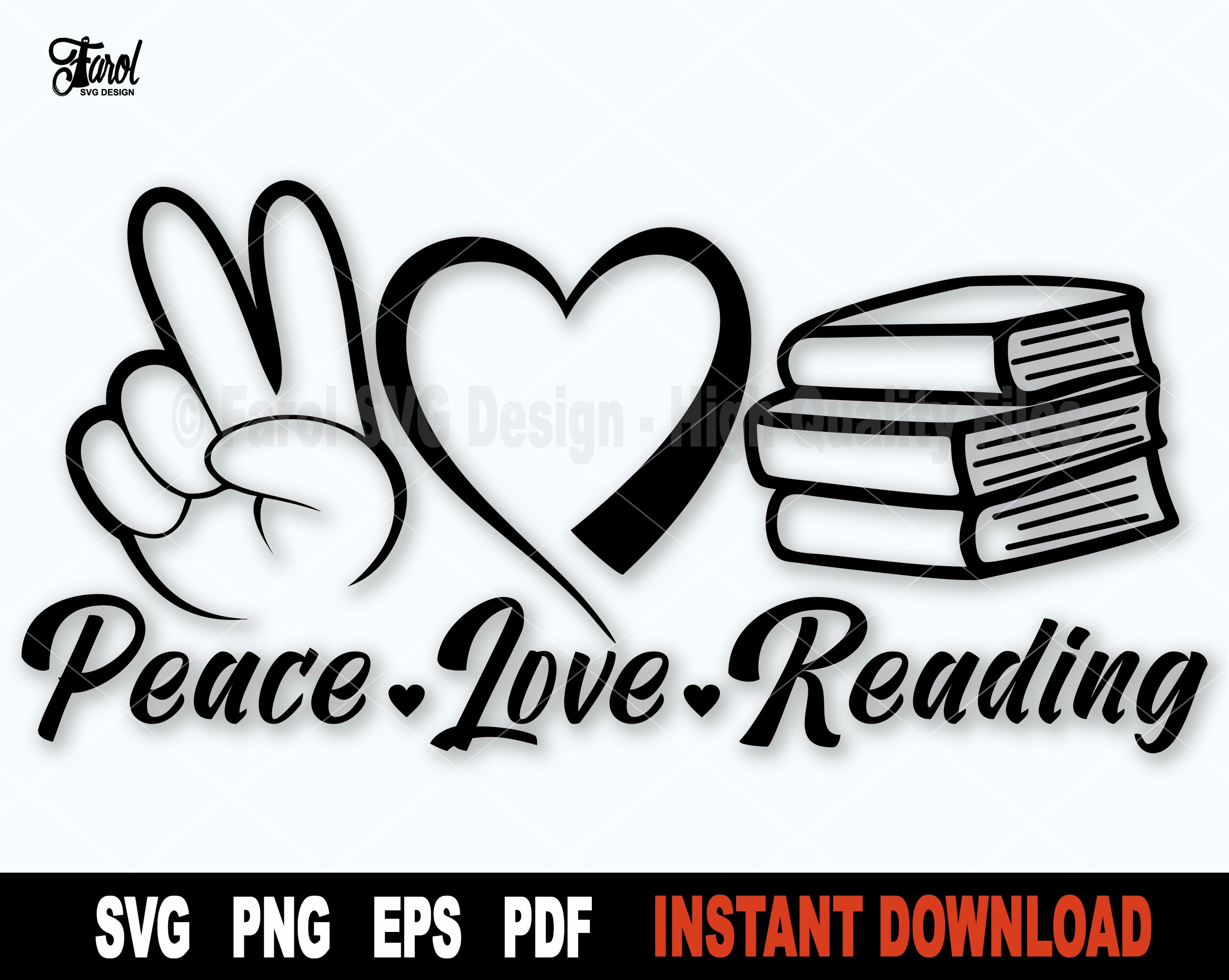 Peace Love Reading SVG Book Svg Cut File School SVG Files | Etsy