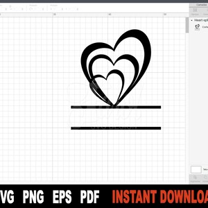 Heart Svg Cut File, Monogram Svg, Split Monogram Svg, Valentine's Day ...