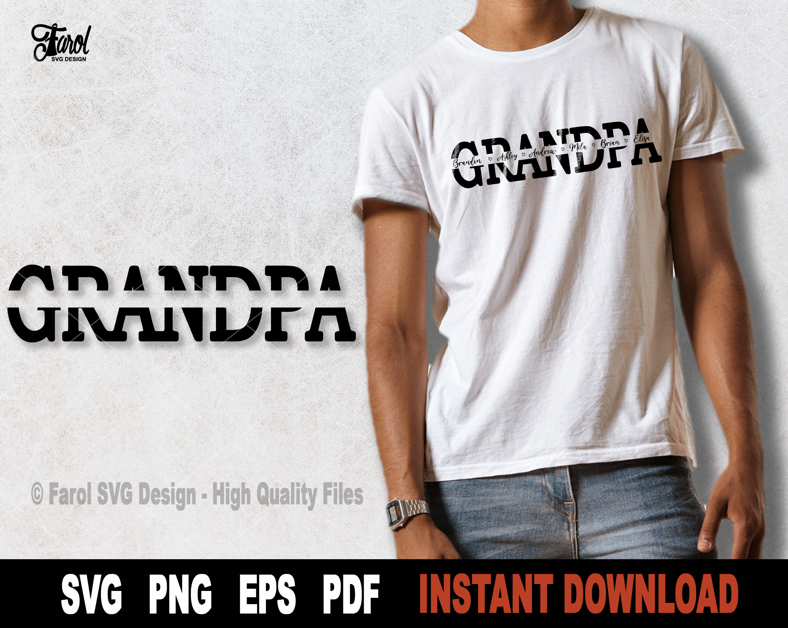 Grandpa SVG Split Name Frame Svg Father's Day SVG File - Etsy