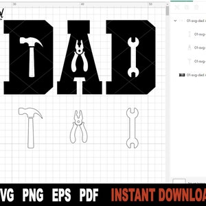 Dad and Tools Svg, Dad Svg Cut File Cricut, Silhouette, Father's Day ...