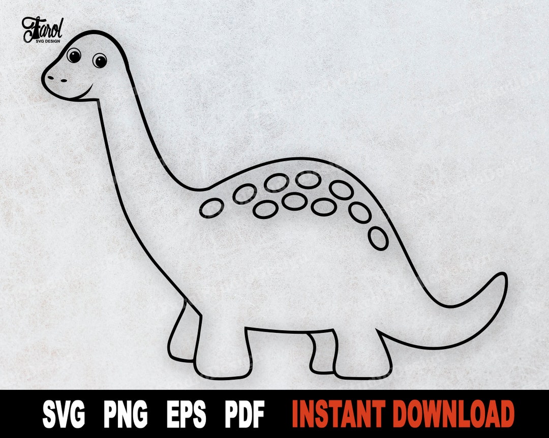 Brontosaurus SVG: Outline Clipart for Cricut, Silhouette (digital ...