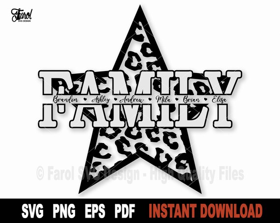 Family SVG Star Split Name Monogram Svg File for Cricut - Etsy