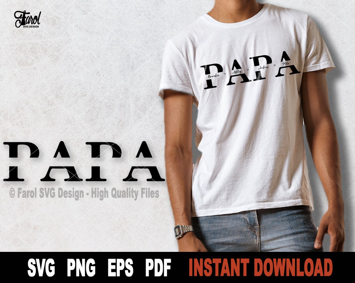Papa SVG Split Name Frame Svg Father's Day SVG File for - Etsy