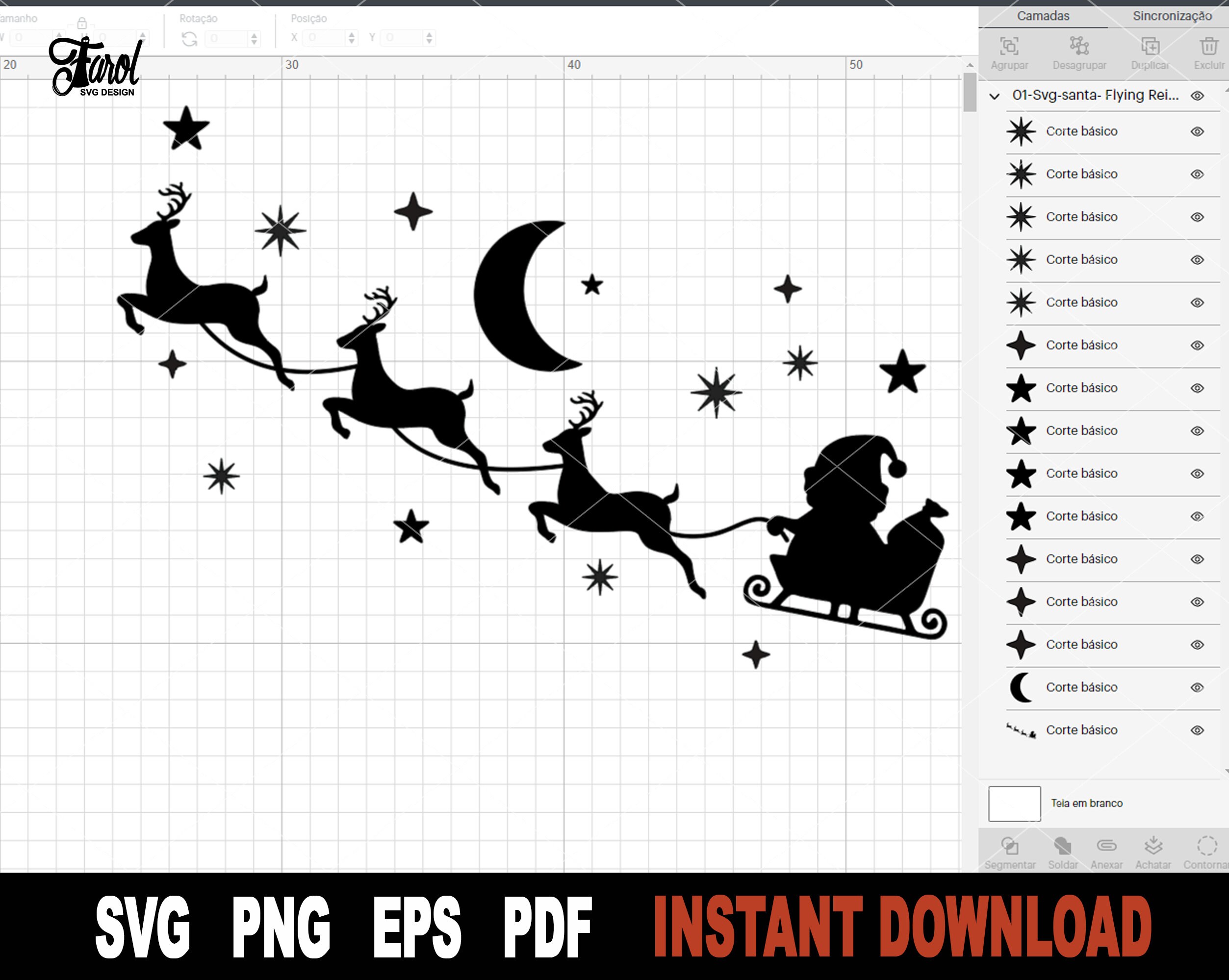 Reindeer Svg Santa's Sleigh and Flying Reindeers Svg Cut - Etsy