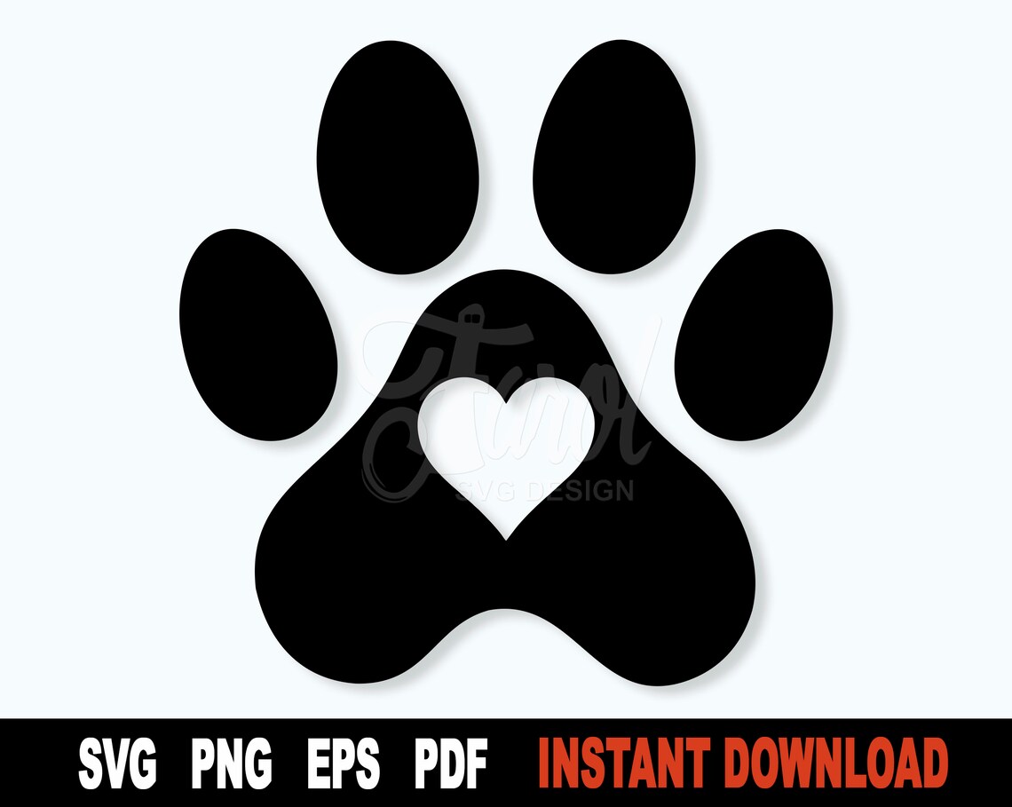 Dog Paw SVG With Heart Svg Cut File Paw Svg PNG File for - Etsy