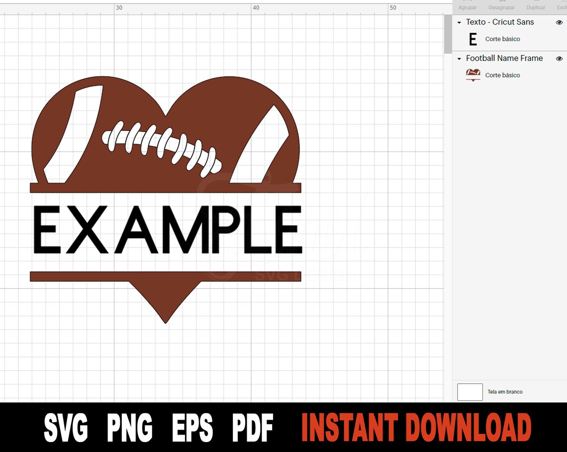 Football SVG Football Split Monogram Svg Heart Svg File for - Etsy