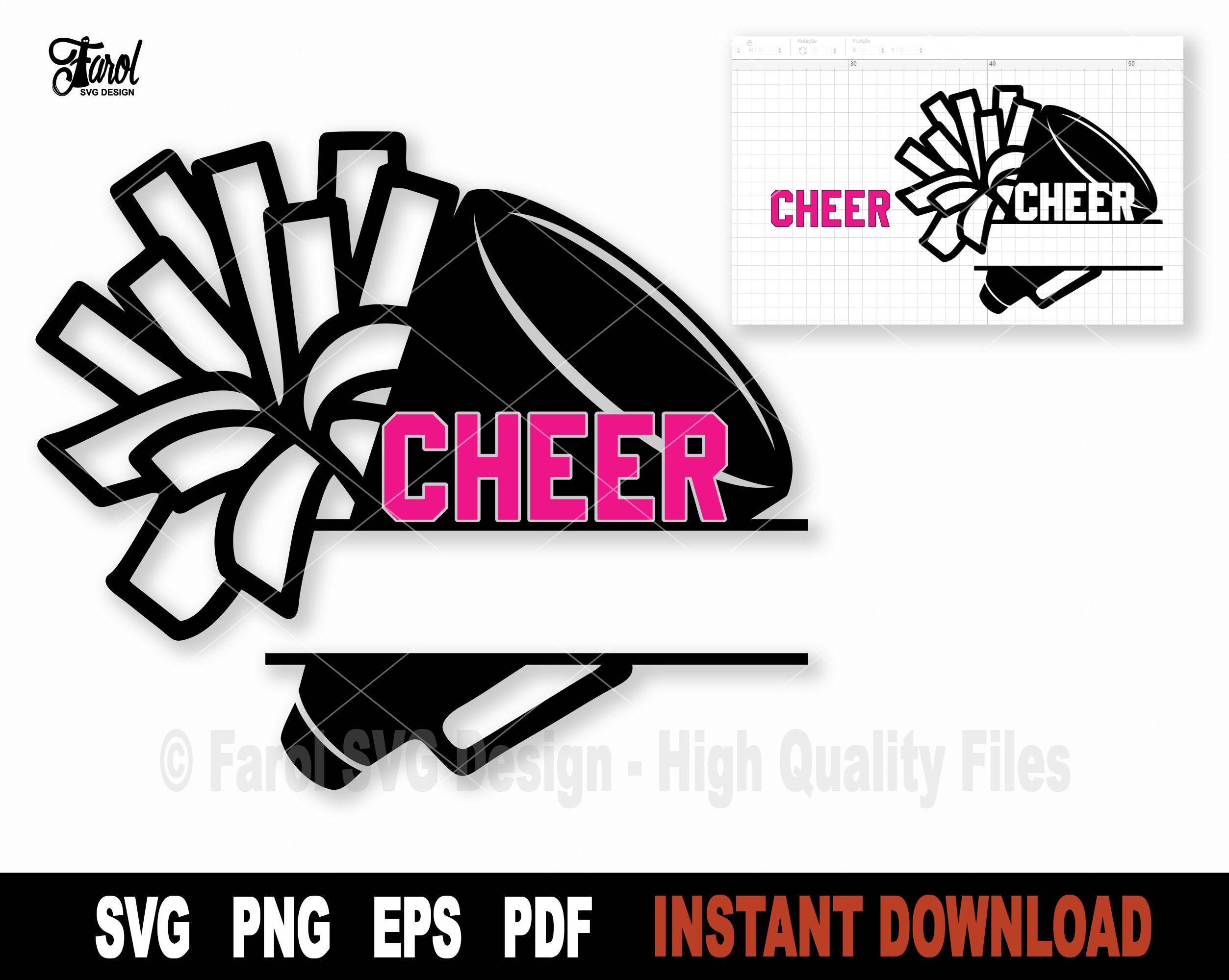 Megaphone Pom Pom Svg Cheerleader Svg Split Name Frame Svg - Etsy Australia