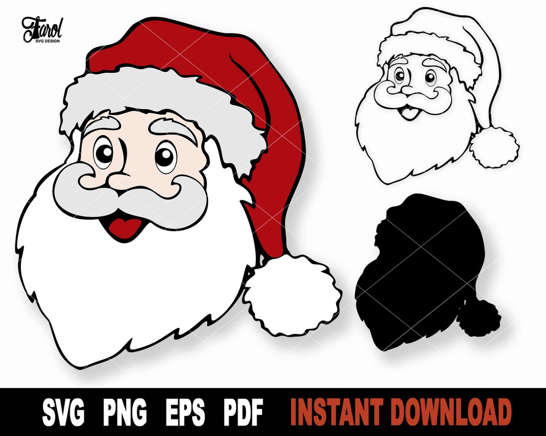 Christmas Svg, Santa Svg, Santa Head Svg File for Cricut, Silhouette ...
