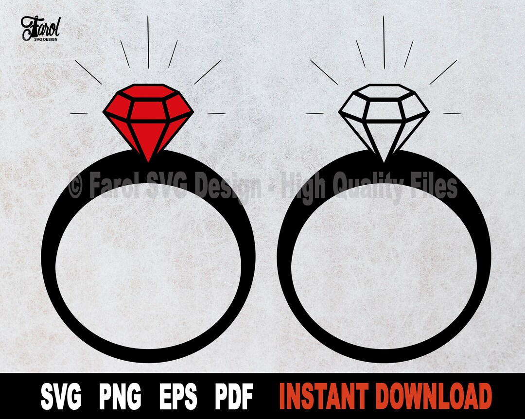 Ring Svg With Jewel, Engagement Ring Svg File for Cricut, Silhouette ...
