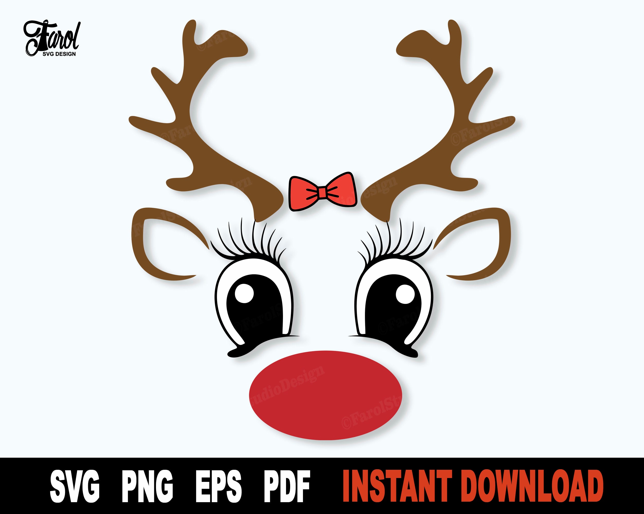 Cara de reno Svg, Chica Reno SVG, Navidad Svg, Lindo Reno Nariz Roja ...