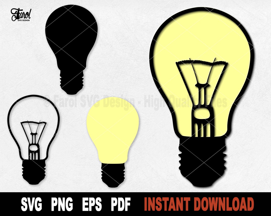 Light Bulb Svg Bundle File for Cricut, Silhouette, Coil Svg, Lightbulb ...