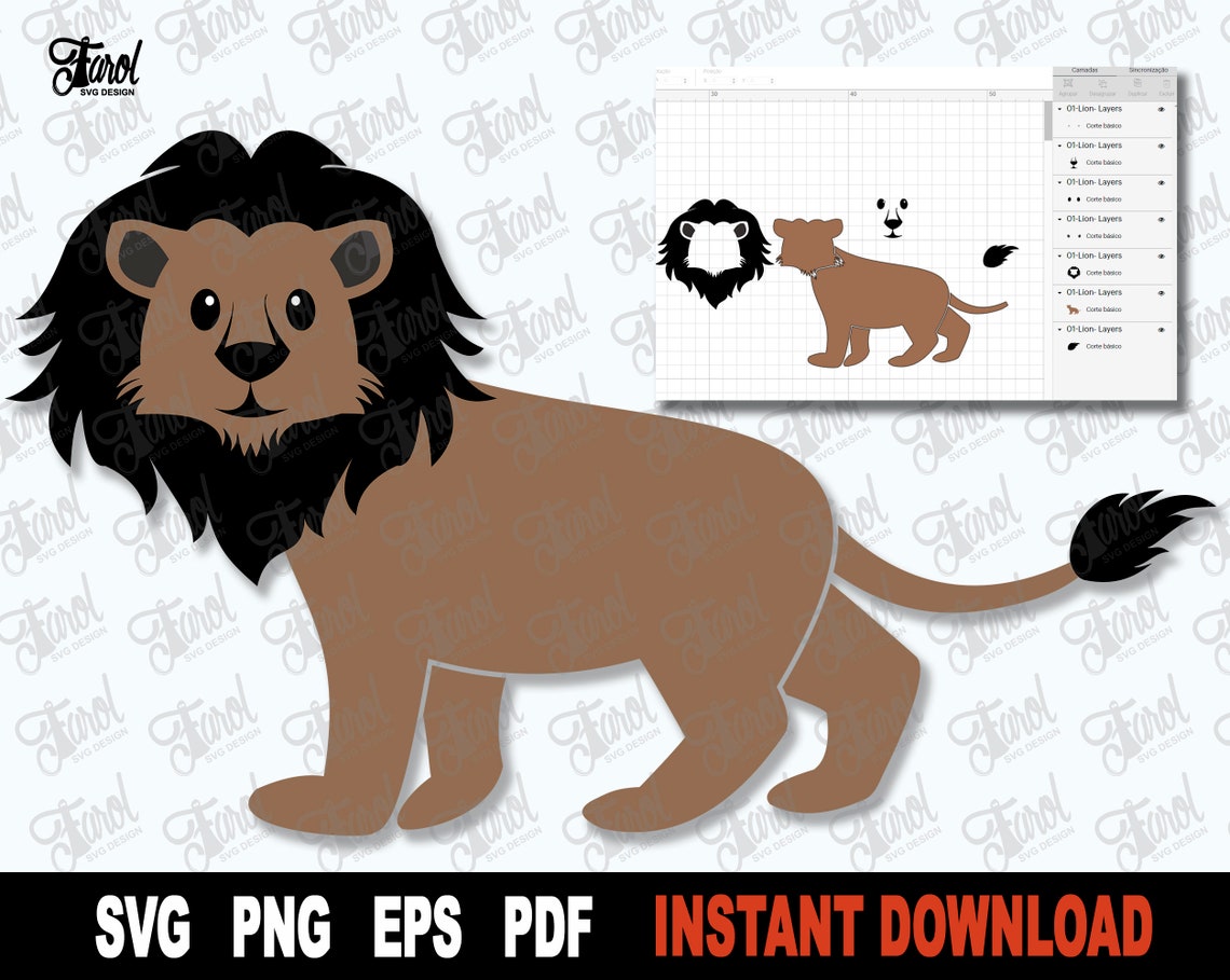 Lion SVG Layered Lion SVG File for Cricut Silhouette Cute - Etsy