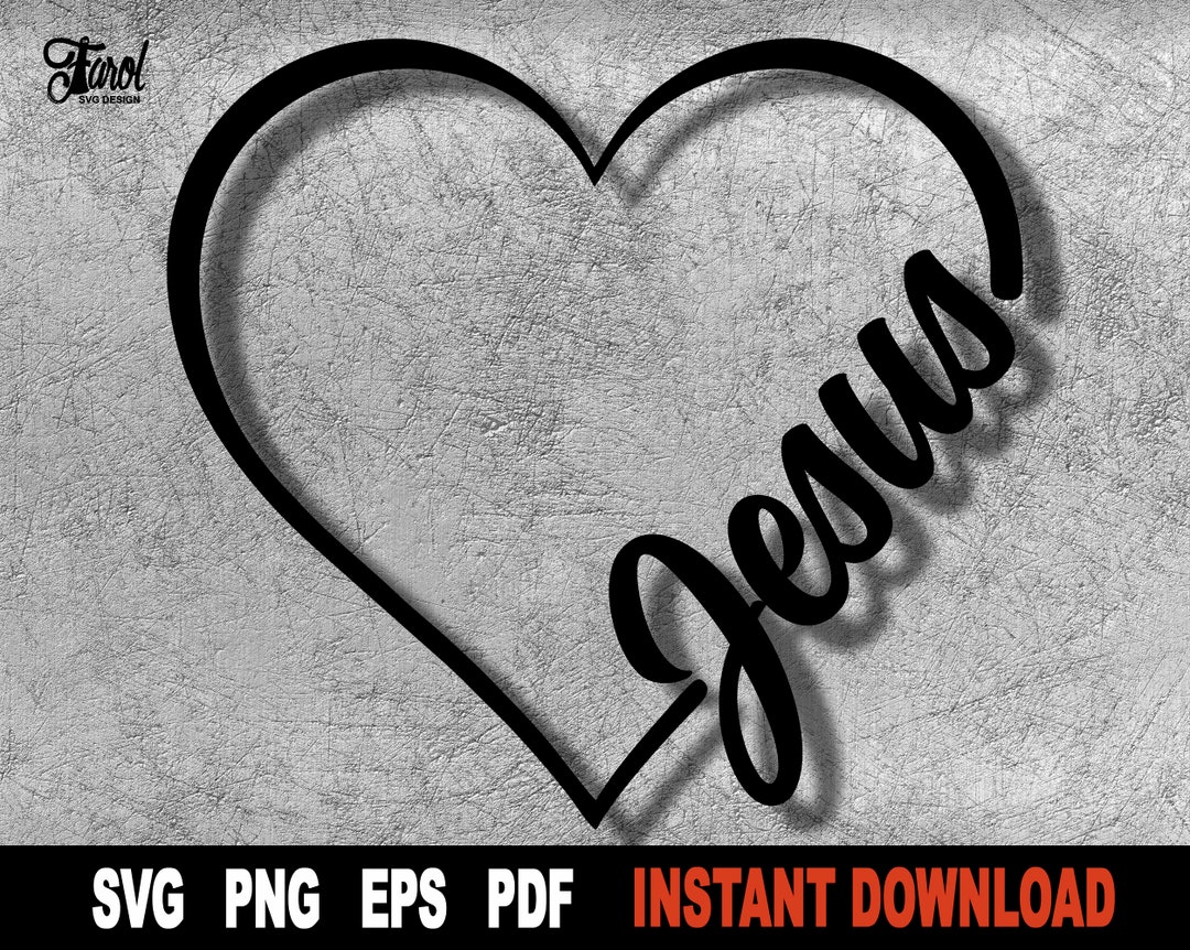 Jesus Heart SVG: Christian Clipart for Cricut, Silhouette (digital ...