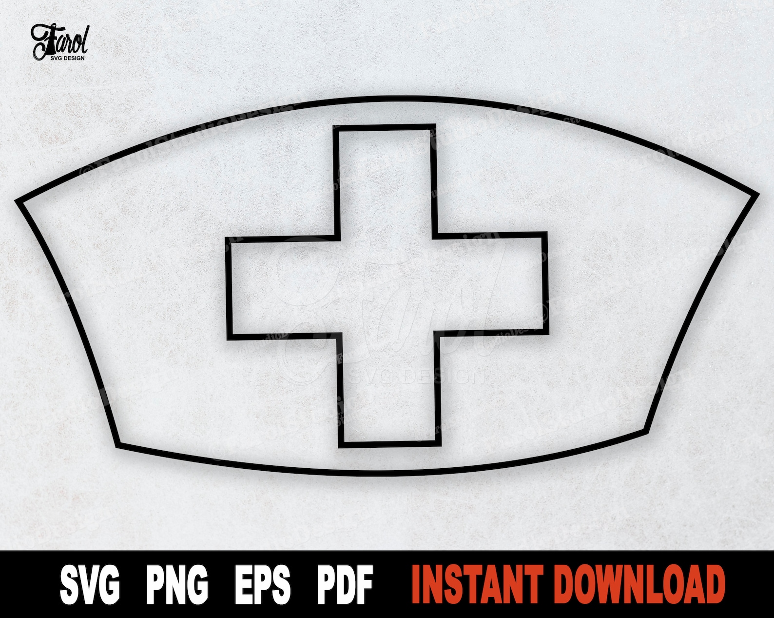 Nurse Hat SVG Cut File Outline Nurse Hat With Cross SVG - Etsy