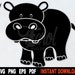 Hippo SVG, Hippopotamus Cut File, Hippo Black Single Layer SVG File for ...