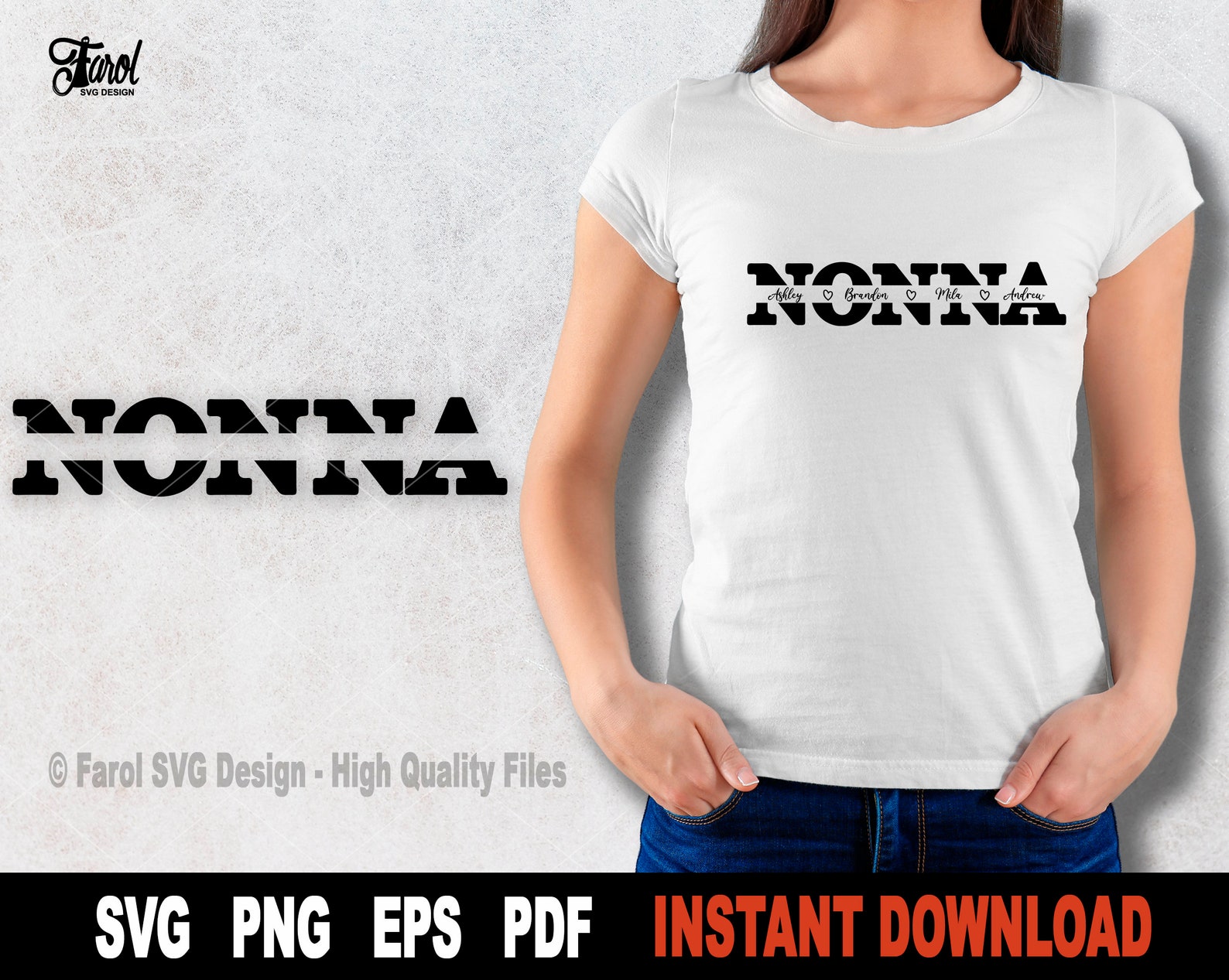 Nonna Svg Grandma SVG Split Name Frame Svg Mother's Day - Etsy