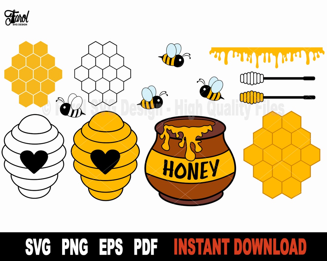Honey SVG Bundle, Honey Drip SVG File for Cricut, Silhouette, Honeycomb ...