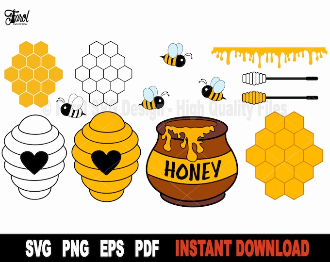 Honeycomb Svg, Bee Hive Svg, Bee SVG, Honey SVG, Honeycomb Svg Bundle ...