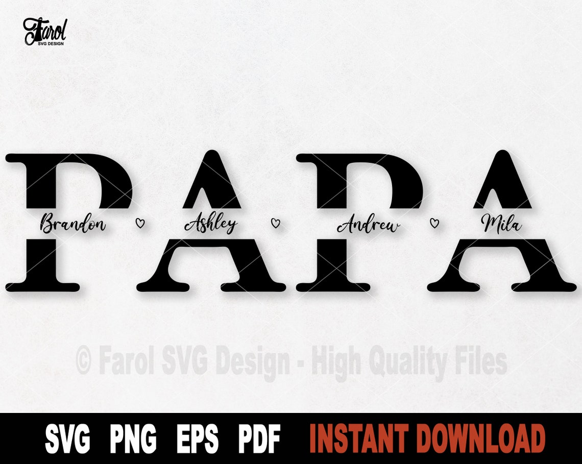 Papa SVG Split Name Frame Svg Father's Day SVG File for | Etsy