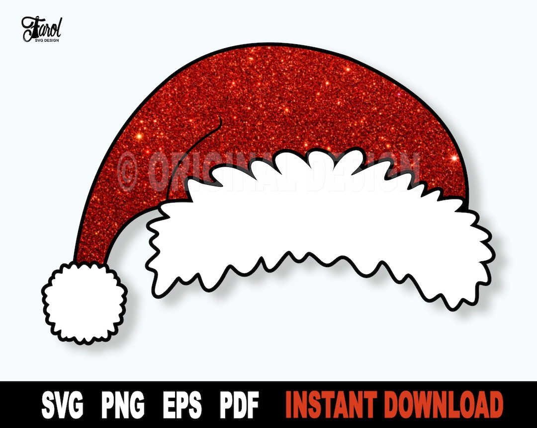 Santa Hat Svg, Christmas Svg Files for Cricut, Silhouette and Glitter ...