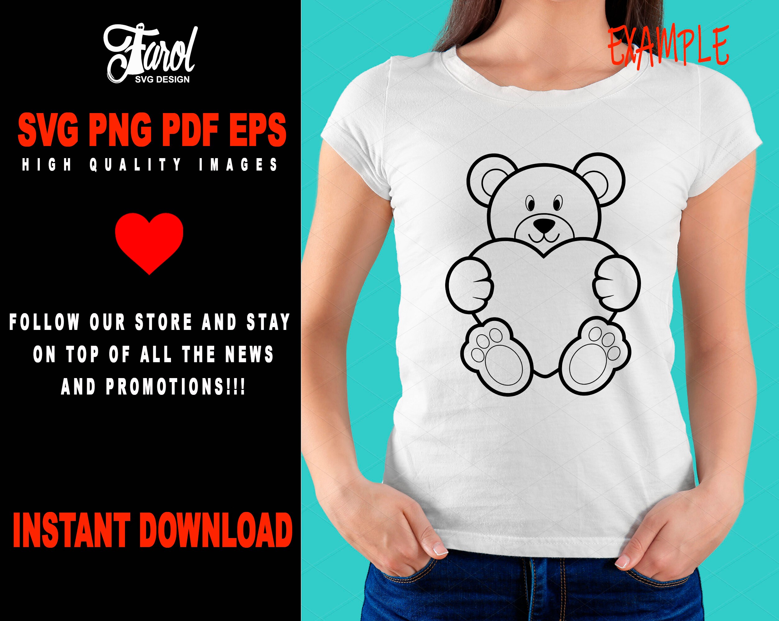 Bear SVG Valentine SVG Bear With Heart Svg Love SVG File | Etsy