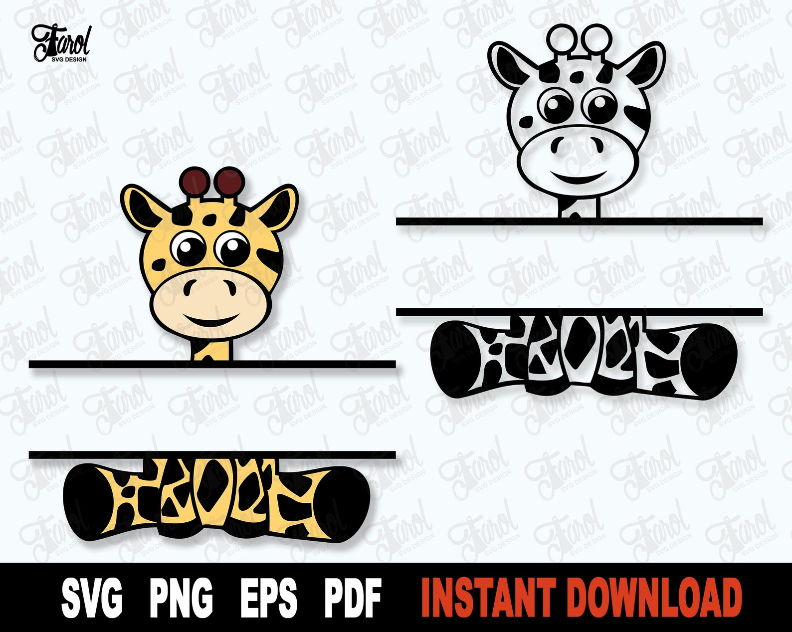 Giraffe SVG Giraffe Split Monogram SVG Cute Giraffe SVG File - Etsy