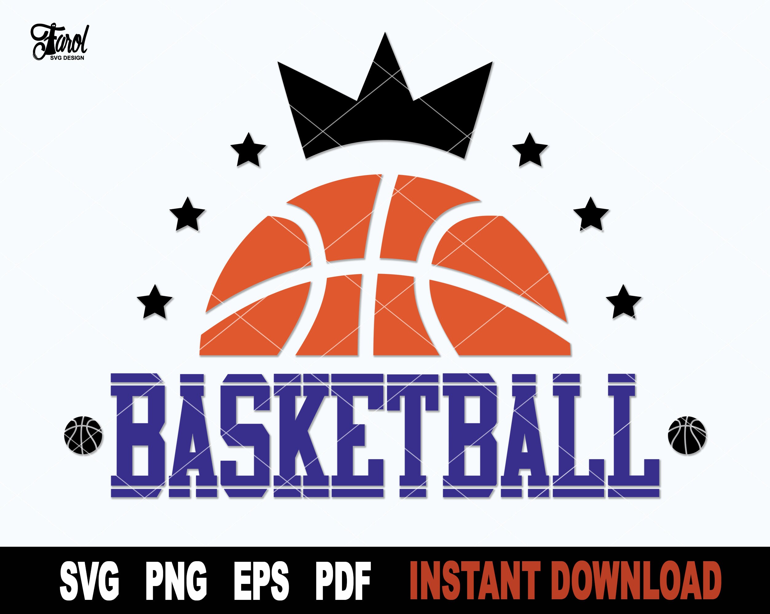 Basketball Svg Half Basketball With Crown Svg Basketball Svg - Etsy